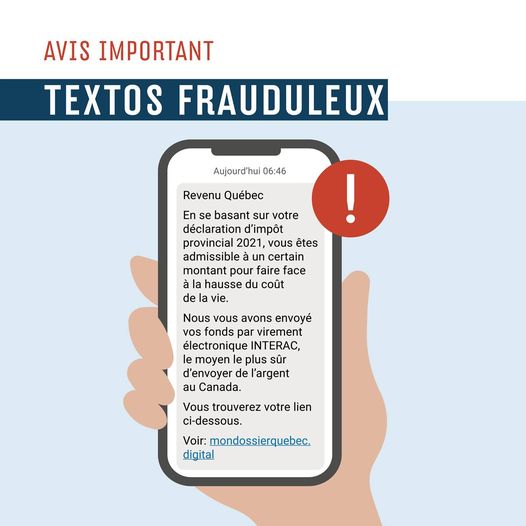 Avis important – Textos frauduleux | AQDR